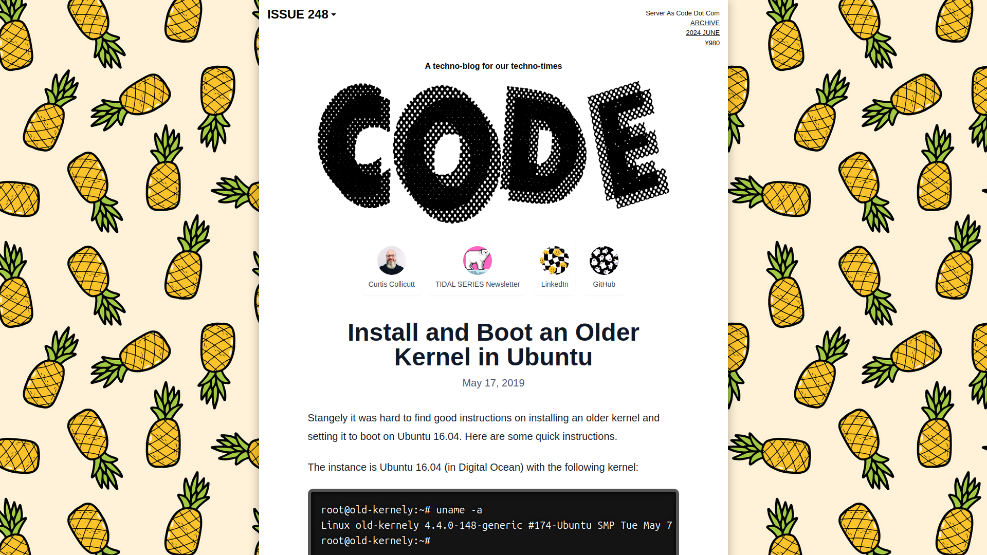 Install And Boot An Older Kernel In Ubuntu Server As Code Dot Com